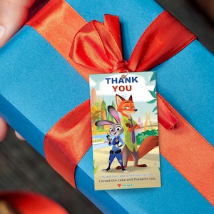 Zootopia Theme Birthday Party Zootopia Birthday Thank You Card Editable ...