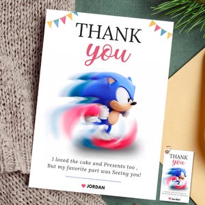 Sonic the Hedgehog Thank You Cards Sonic Inspired Thank You Tags Blue ...