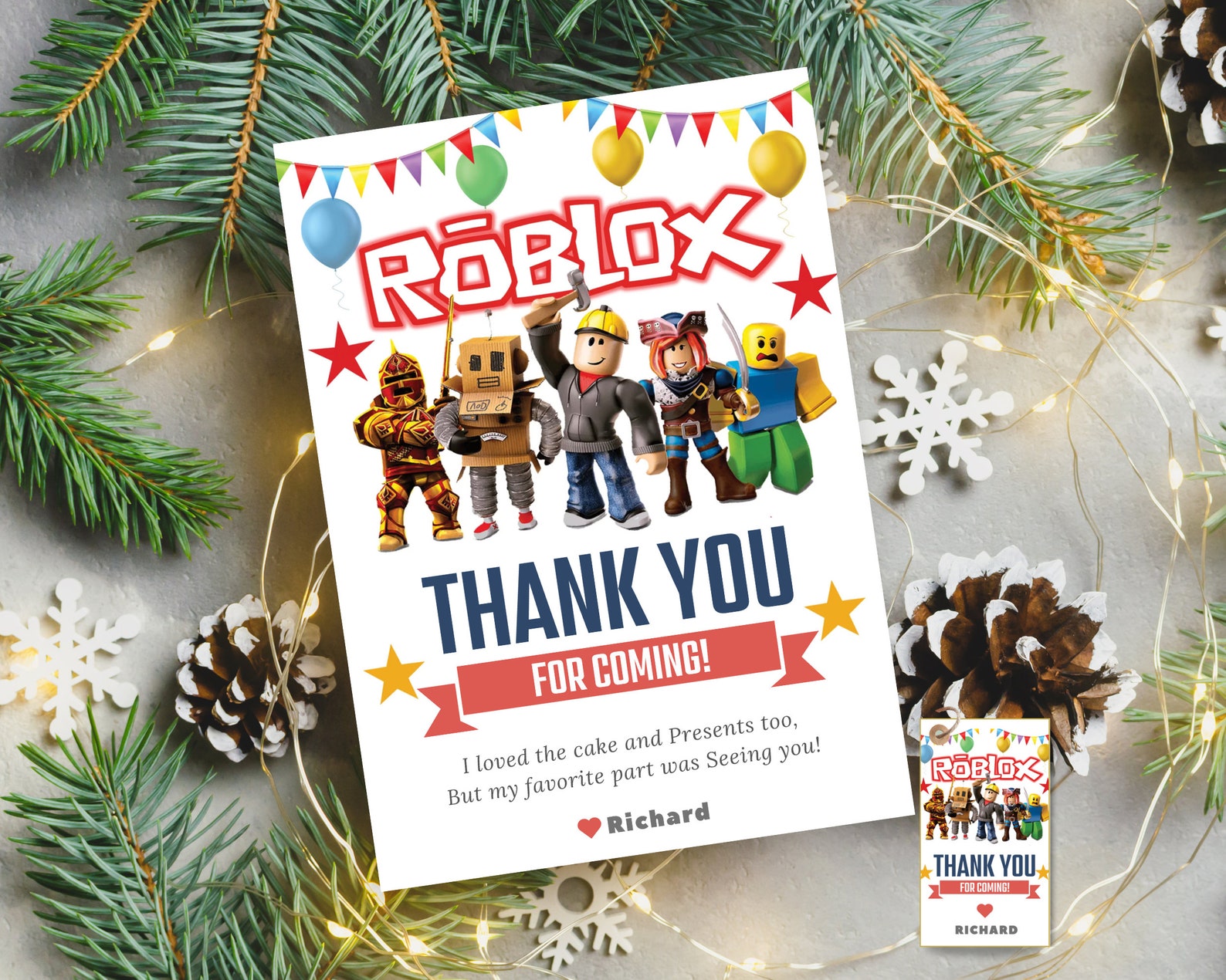 Editable Roblox Thank You Party Cards Roblox Thank You Party Stickers ...