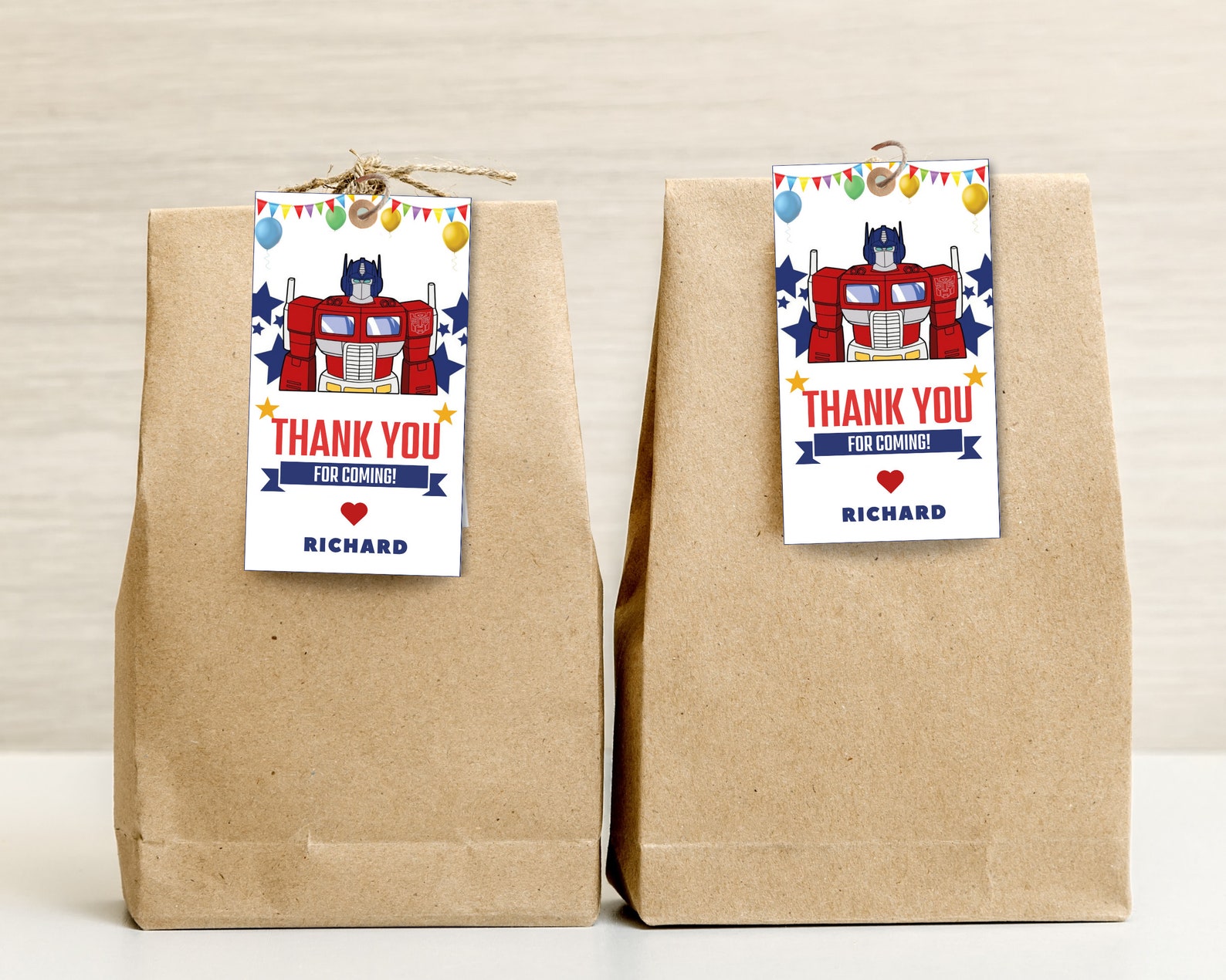 Transformers Optimus Prime Thank You Tag Transformers Gift Tags Autobot ...