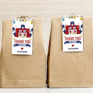 Transformers Optimus Prime Thank You Tag Transformers Gift Tags Autobot ...
