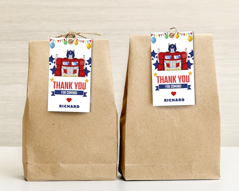 Transformers Optimus Prime Thank You Tag Transformers Gift Tags Autobot ...