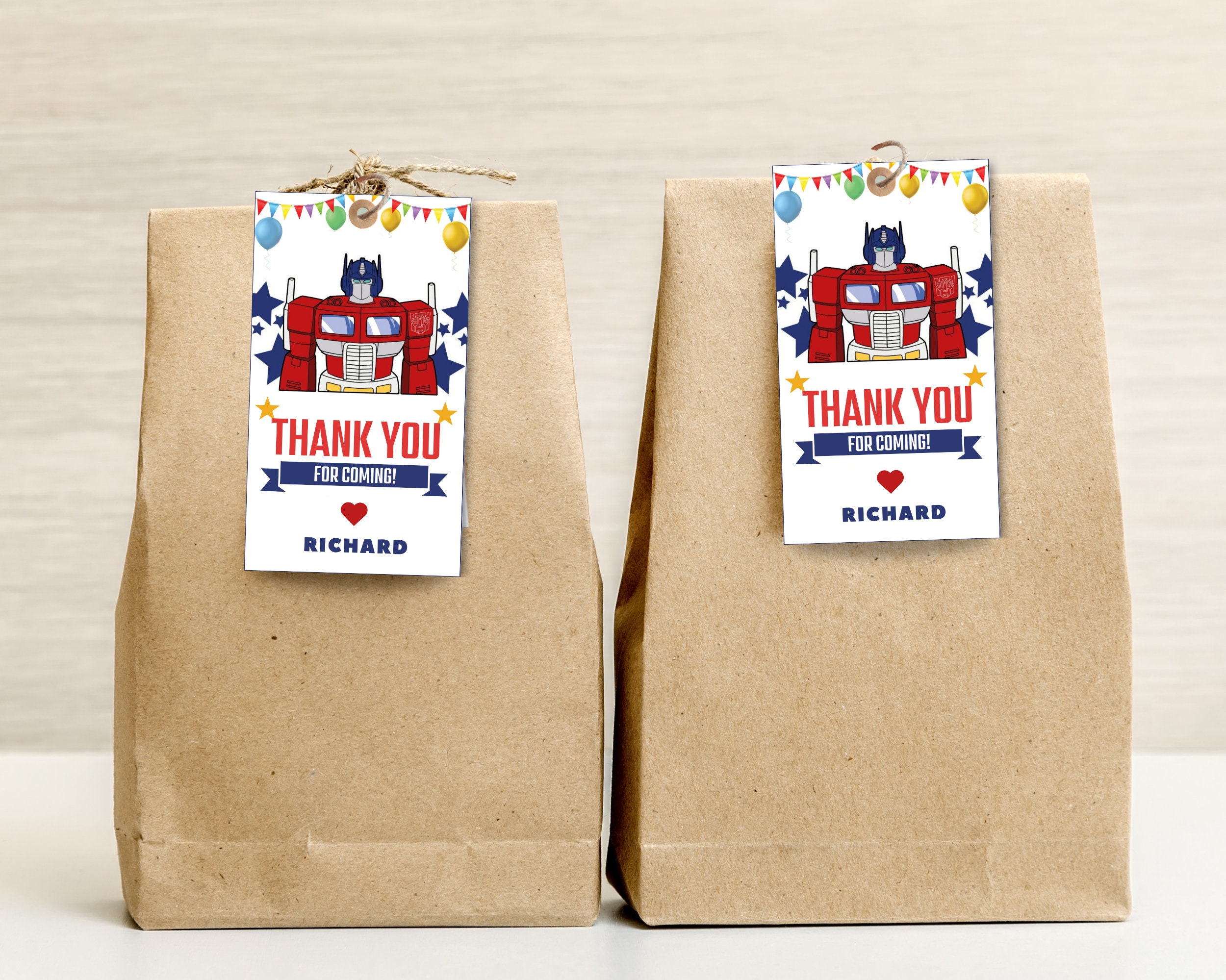 Transformers Optimus Prime Thank You Tag Transformers Gift Tags Autobot ...