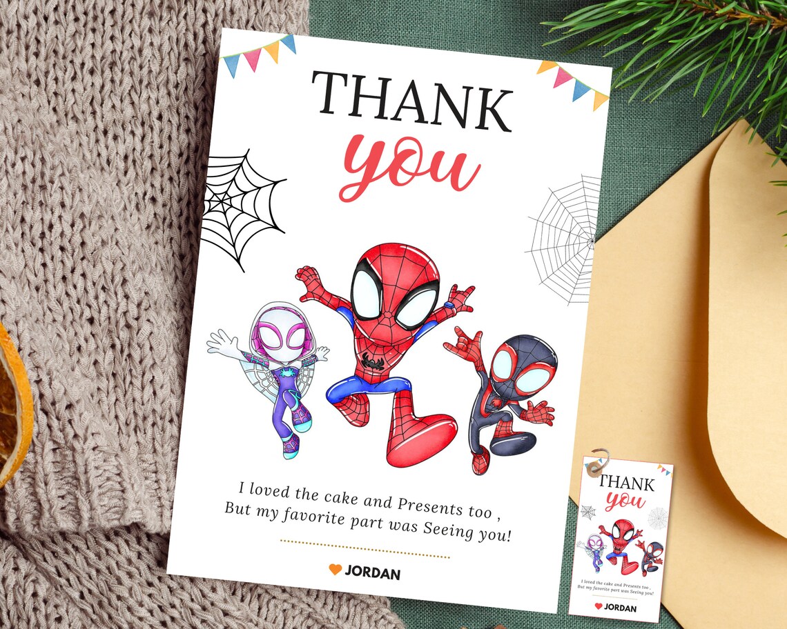 Spidey and His Amazing Friends Gift Tags Spidey Thank You Tags ...