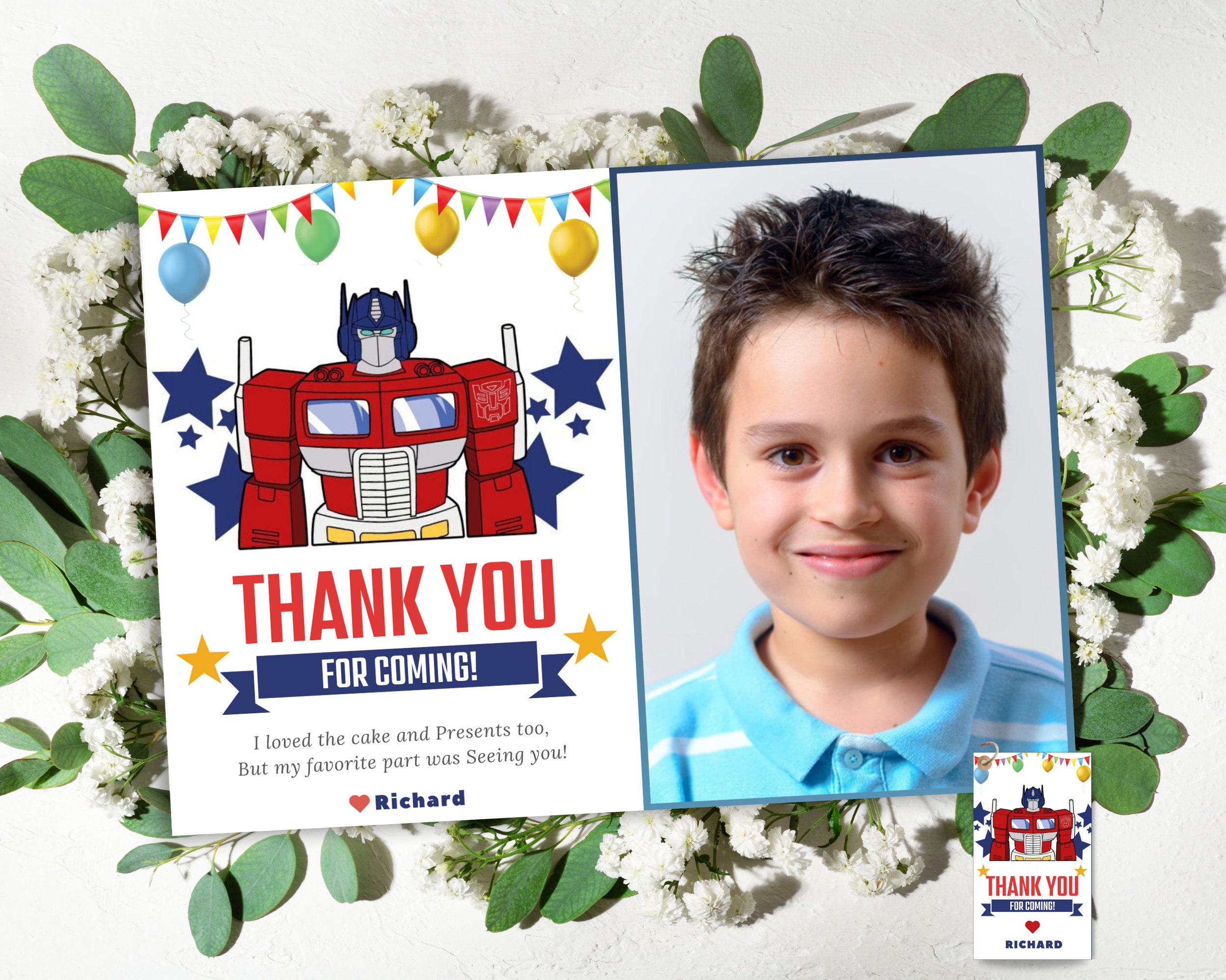 Optimus Prime Transformers Photo Birthday Card Printed Transformer ...
