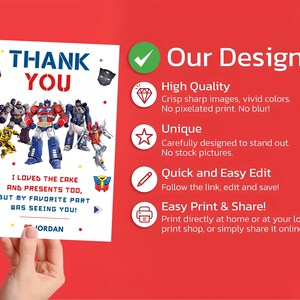 Transformers Optimus Prime Thank You Cards Printable Transformers ...
