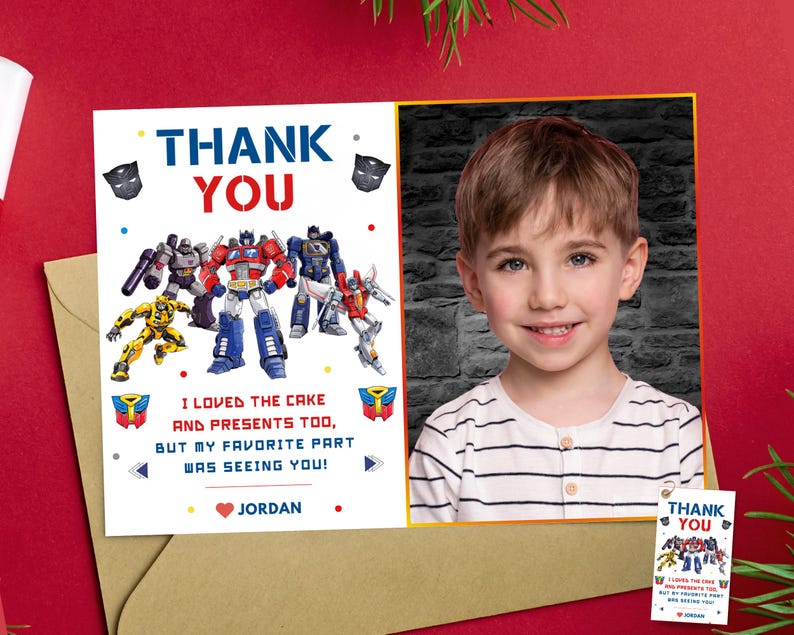 Transformers Optimus Prime Thank You Cards Printable Transformers ...