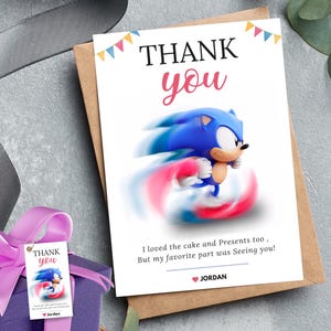 Sonic the Hedgehog Thank You Cards Sonic Inspired Thank You Tags Blue ...