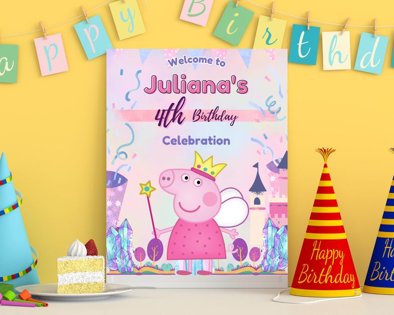 Editable Peppa Pig Birthday Banner Peppa Pig Welcome Sign Template for ...