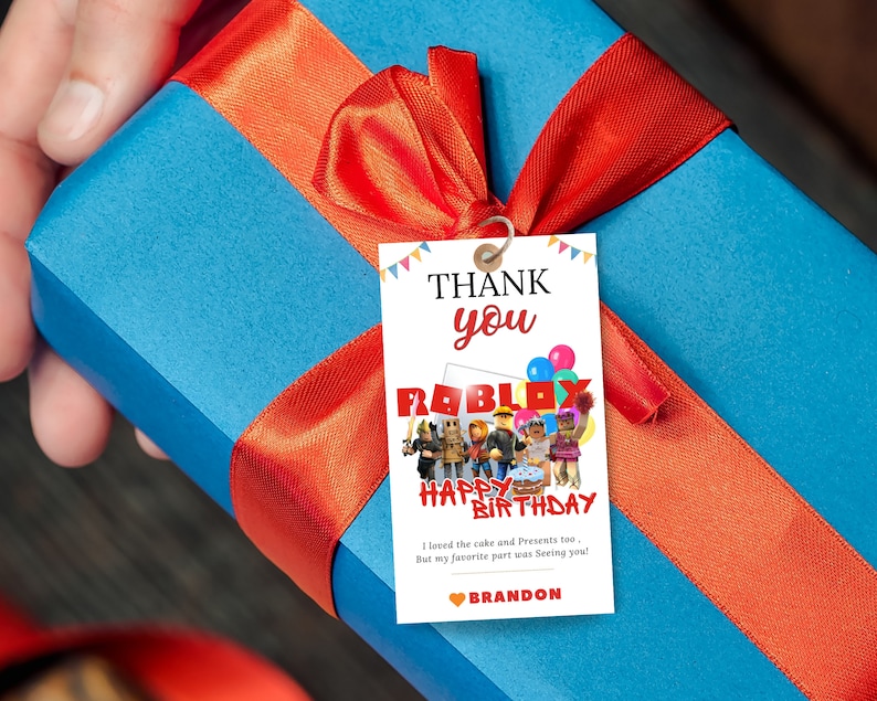 Roblox Birthday Tag Printable Roblox Thank You Tag Template Printed ...
