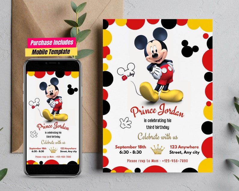 Mickey Mouse Birthday Tag Printable Mickey Thank You Tag Template ...