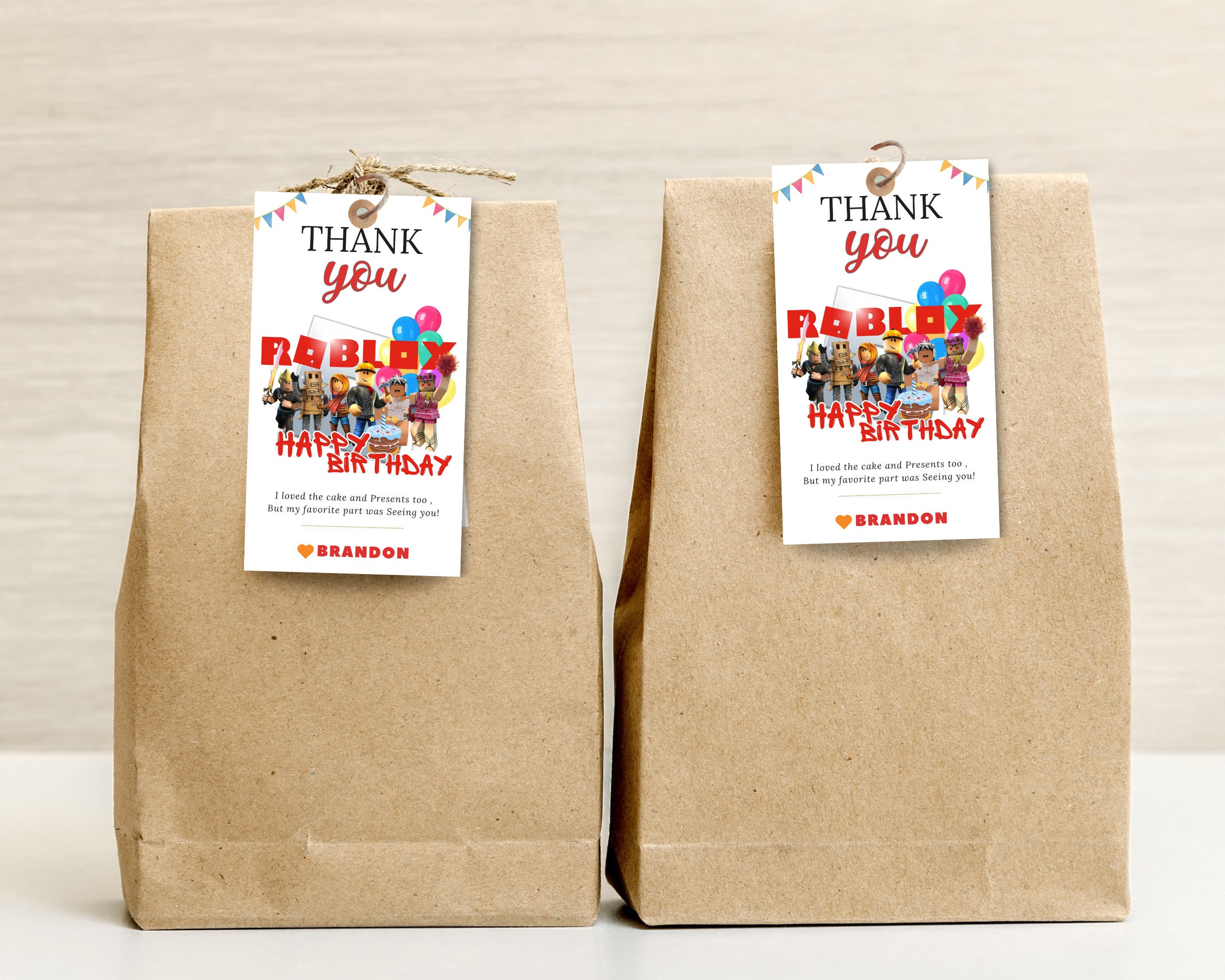 Roblox Birthday Tag Printable Roblox Thank You Tag Template Printed ...