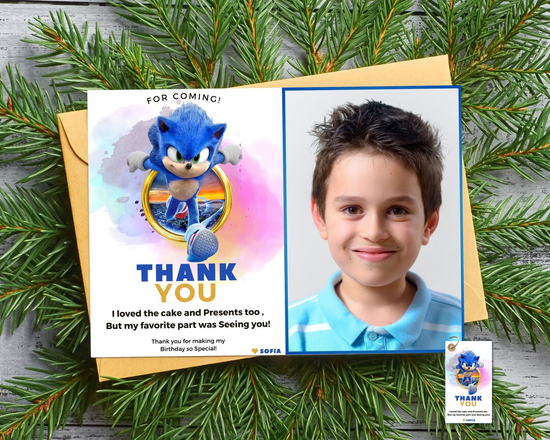 Sonic Photo Thank You Card Instant Download Sonic Thank You Cards Photo ...