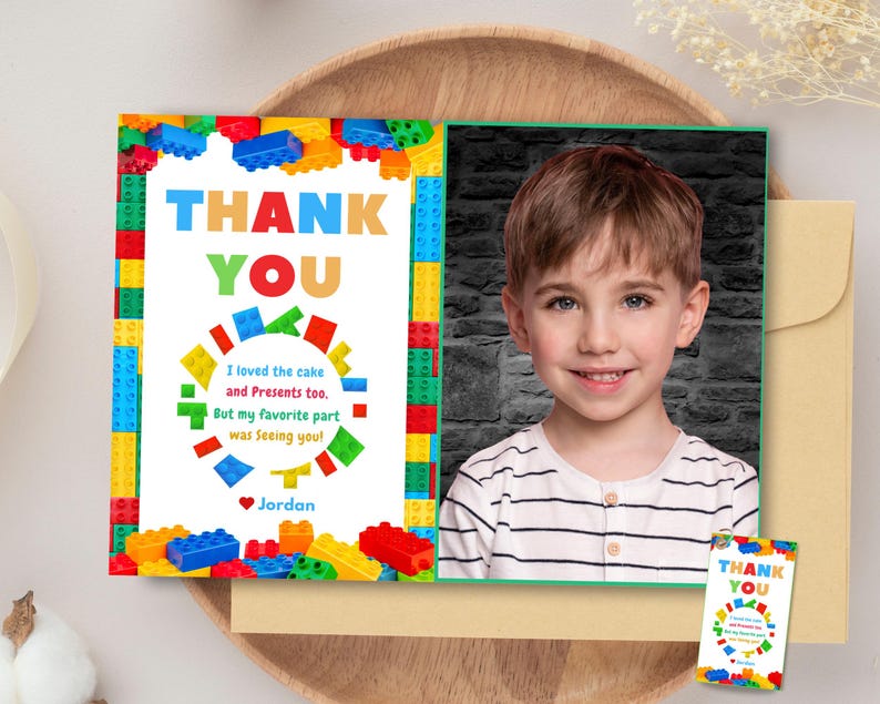 Building Blocks Birthday Thank You Card Builder Blocks Gift Card ...