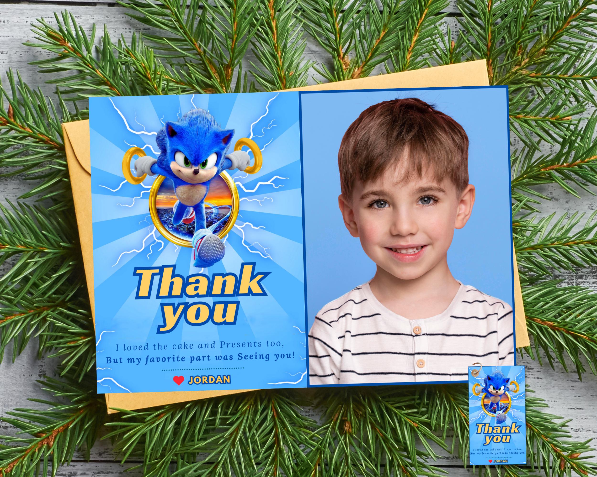 Sonic Photo Thank You Card Instant Download Sonic Thank You Cards Photo ...