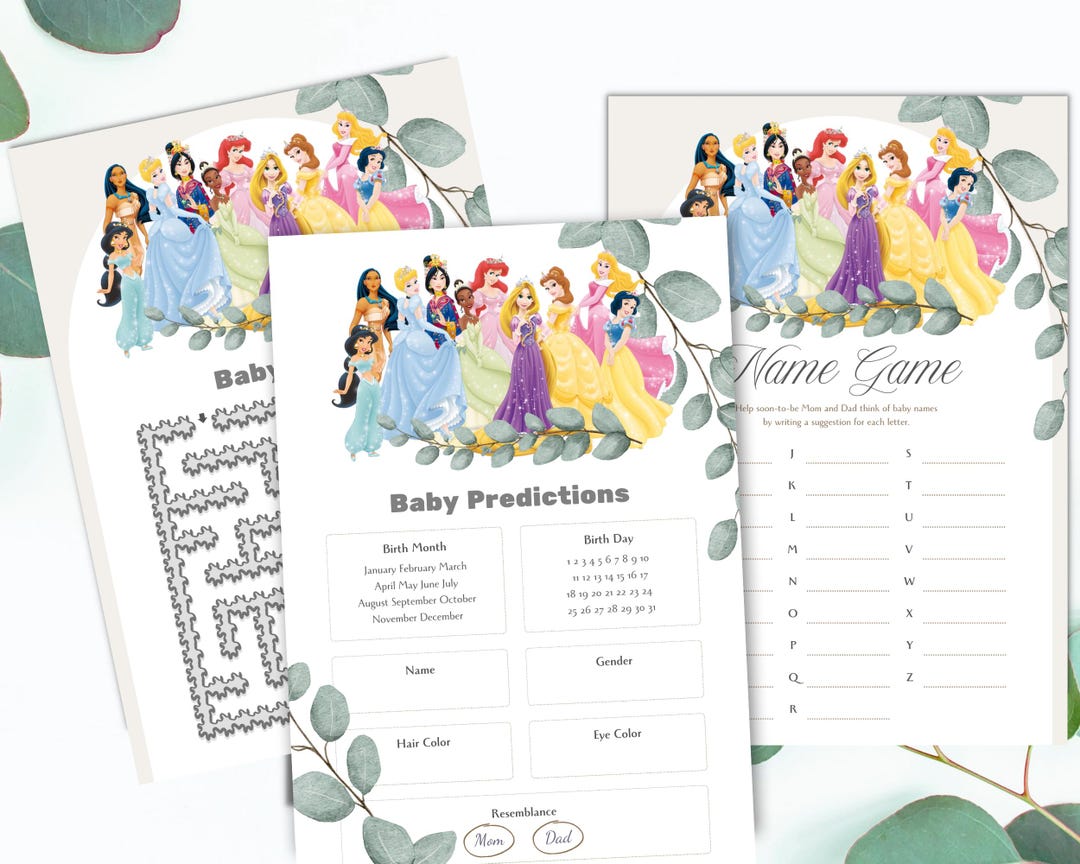 Princess Baby Shower Games Trivia Princess Party Games Princess Theme ...