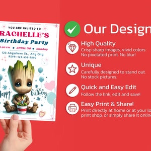 Happy Birthday Groot Invitation Template Baby Groot Party Invitation ...