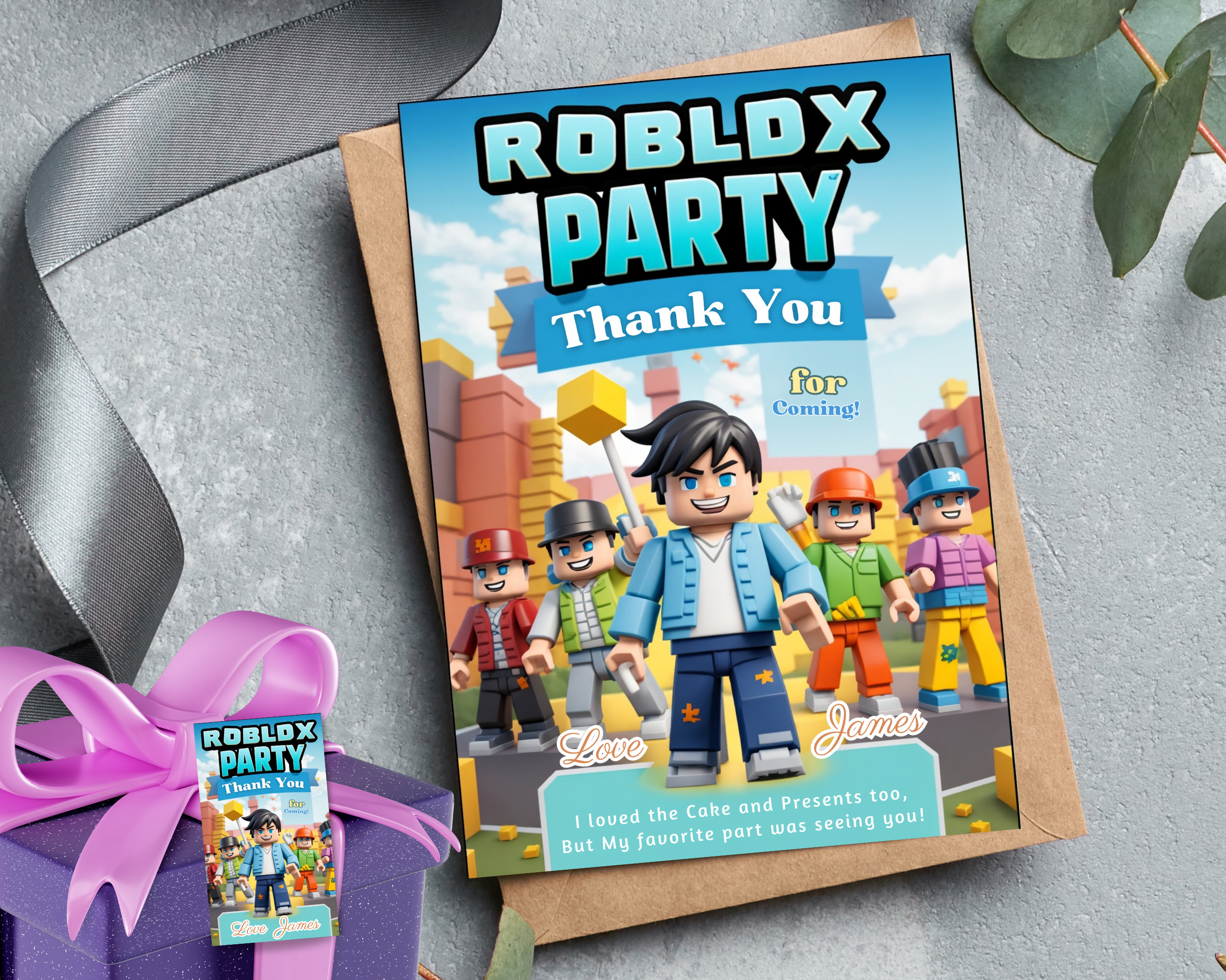 Roblox Birthday Tag Printable Roblox Thank You Tag Template Printed ...