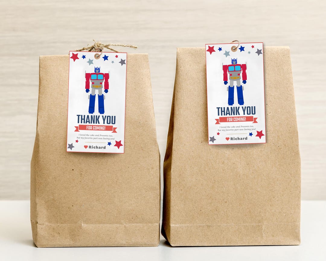 Transformers Optimus Prime Thank You Tag Transformers Gift Tags Autobot ...