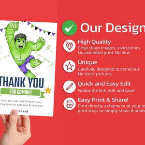 The Incredible Hulk Thank You Cards Superhero Gratitude Notes for Kids ...