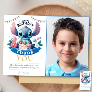 Editable Stitch Thank You Party Cards Stitch Thank You Party Stickers ...