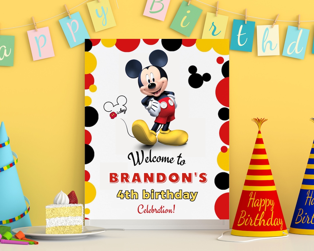 Charming Mickey Mouse Welcome Sign Cartoon Inspired Mickey Welcome ...