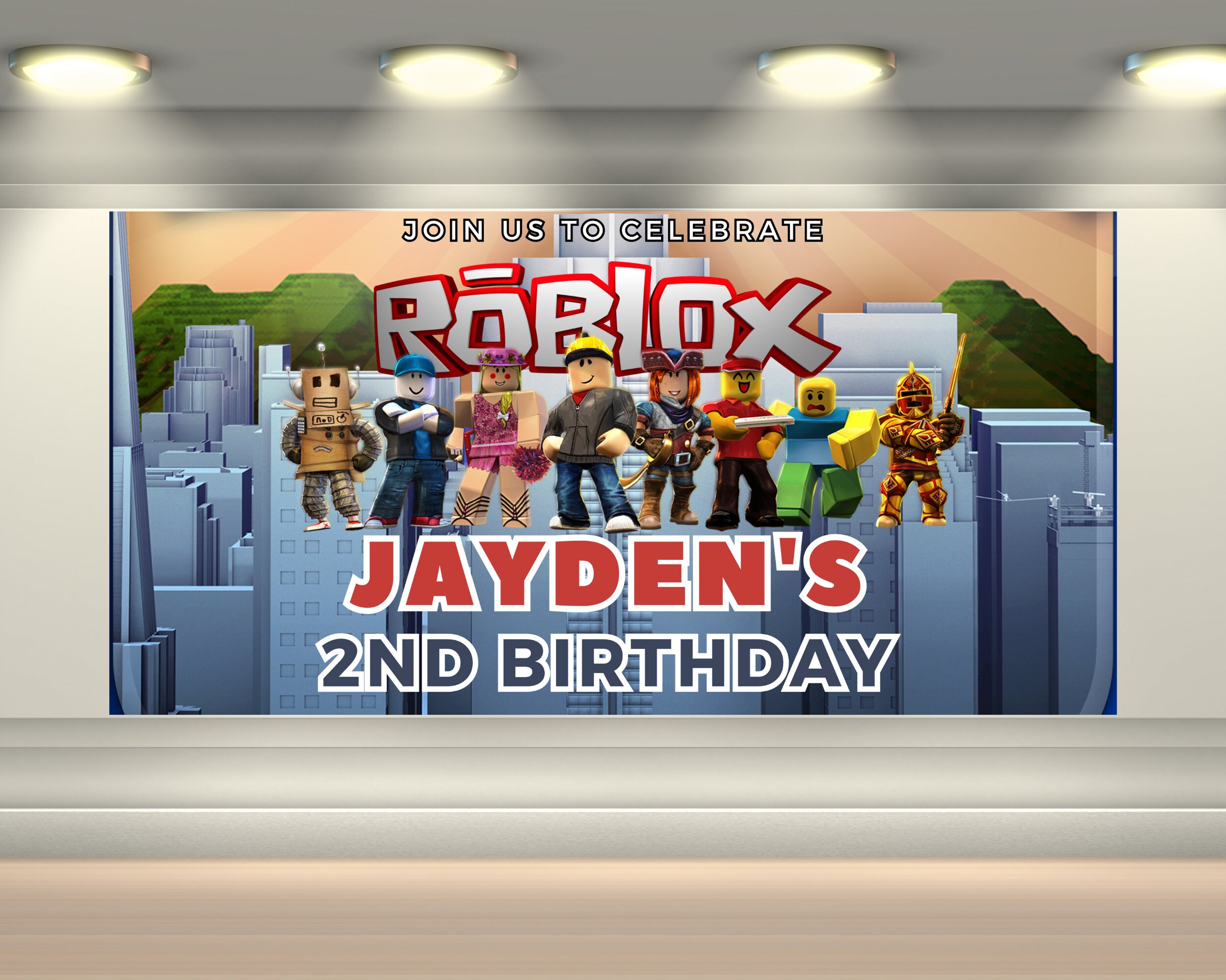 Roblox Banner Roblox Kids Birthday Personalised Banner Personalised ...