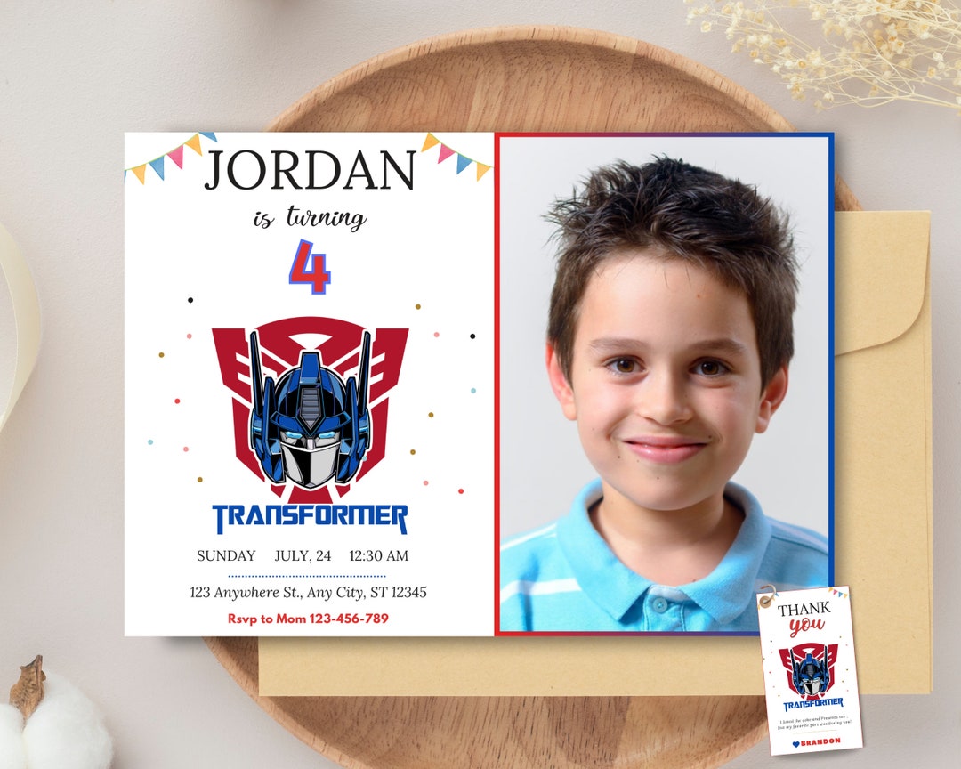 Optimus Prime Transformers Photo Birthday Card Printed Transformer ...