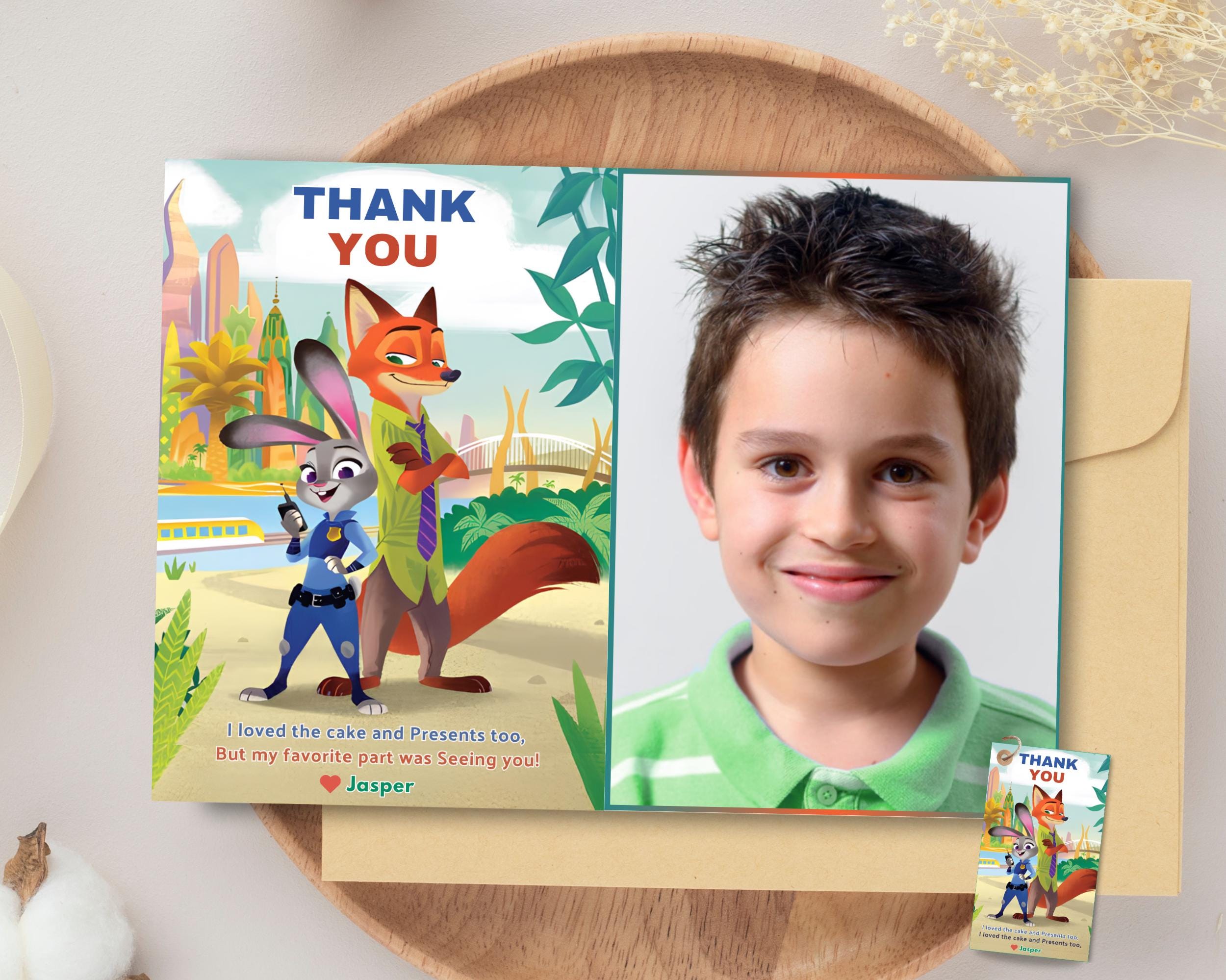 Zootopia Theme Birthday Party Zootopia Birthday Thank You Card Editable ...
