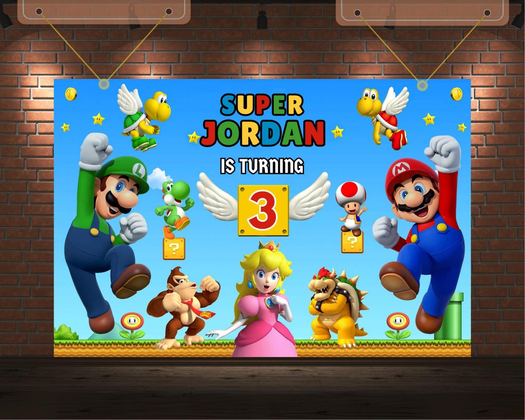 Super Mario Bros Birthday Banner Super Mario Banner Mario Welcome ...