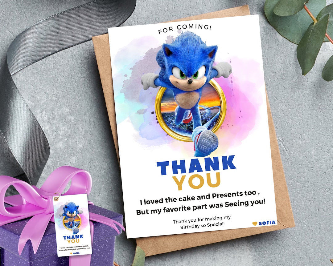 Super Sonic Thank You Card Instant Download Sonic the HEDGEHOG Thank ...
