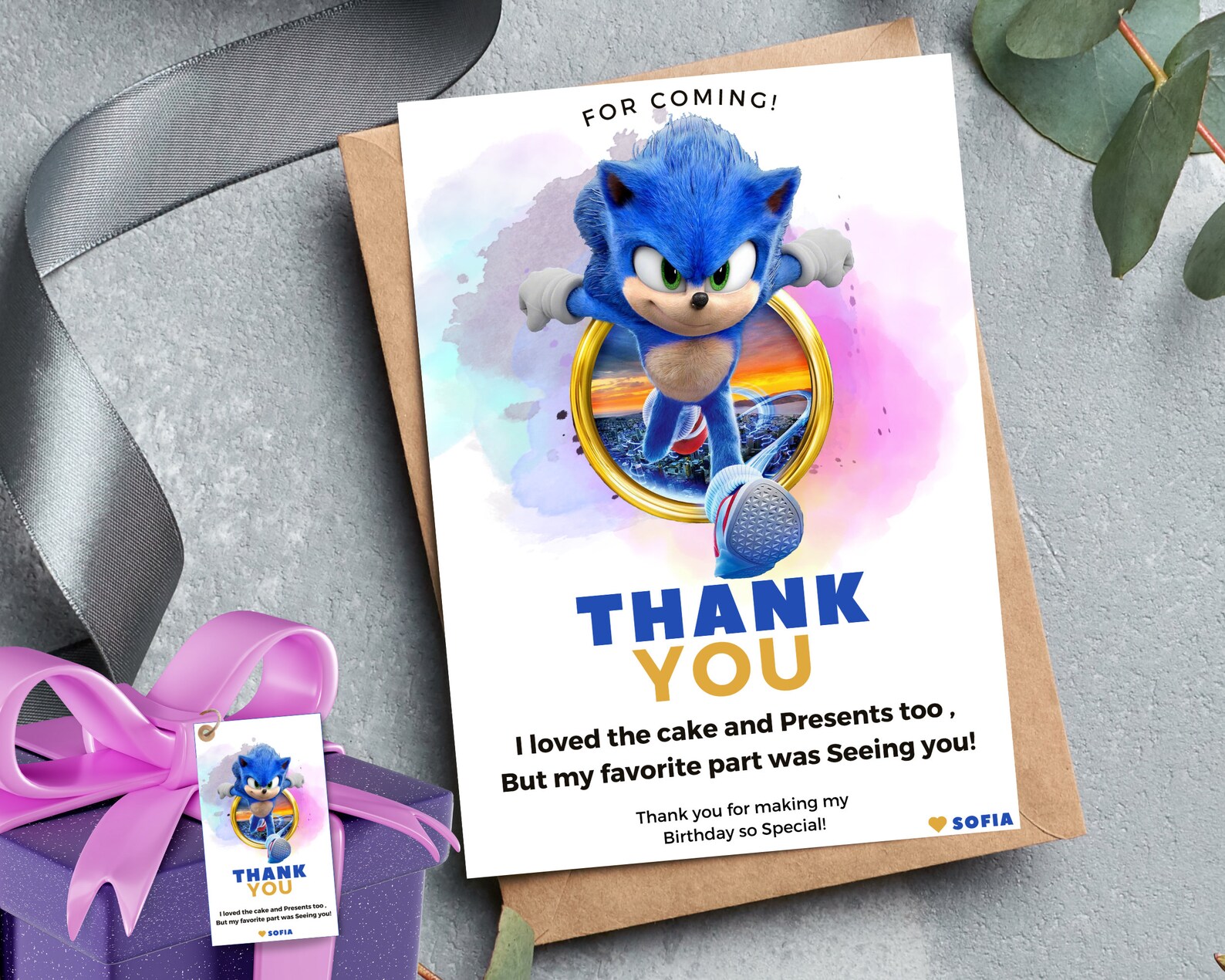 Buy Super Sonic Thank You Card Instant Download Sonic the HEDGEHOG ...