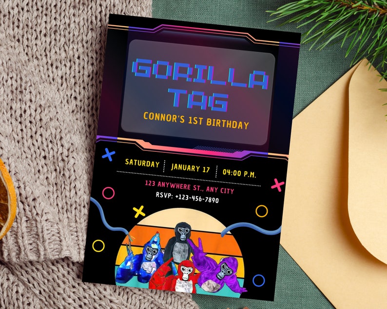 Gorilla Tag Themed Birthday Invite Gorilla Tag Birthday Invitation Gorilla Tag Themed Birthday Invite Gorilla Tag Birthday Invitation