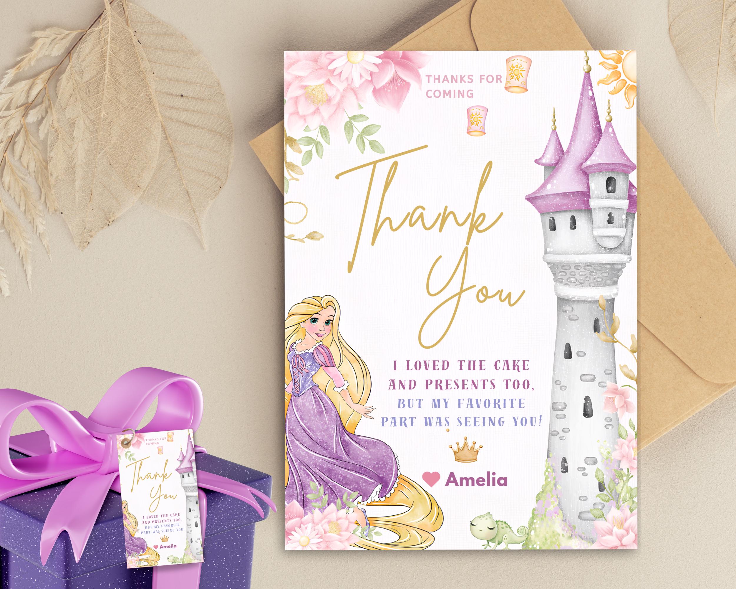 Rapunzel Birthday Thank You Card Tangled Rapunzel Party Favor Editable ...