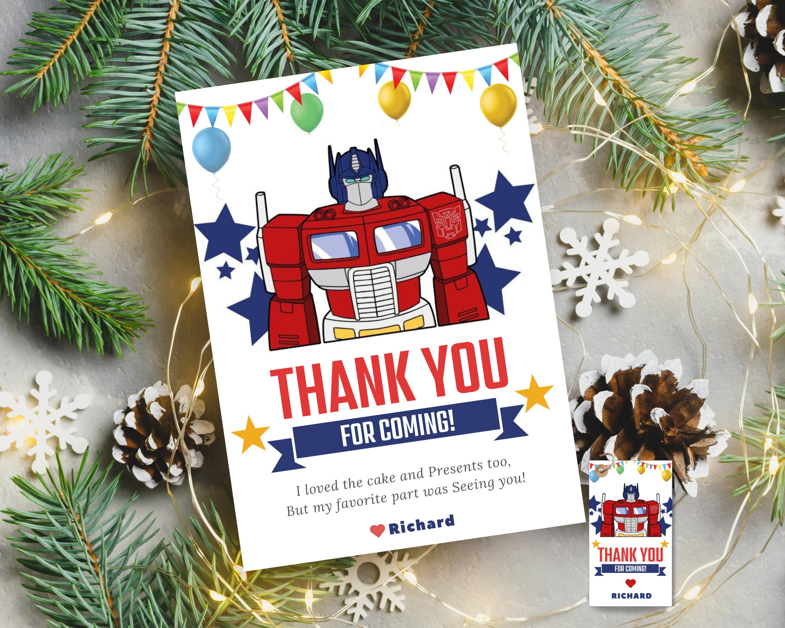 Transformers Optimus Prime Thank You Cards Printable Transformers ...
