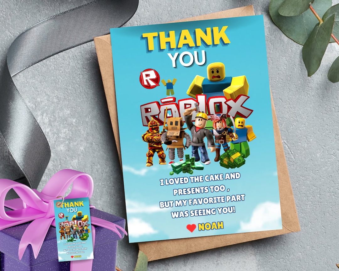 Editable Roblox Thank You Party Cards Roblox Thank You Party Stickers ...