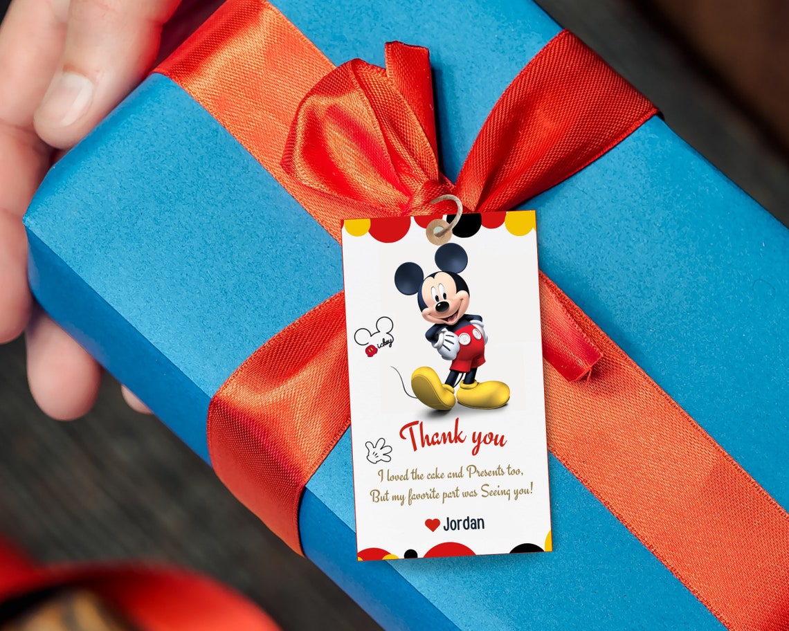 Mickey Mouse Birthday Tag Printable Mickey Thank You Tag Template ...