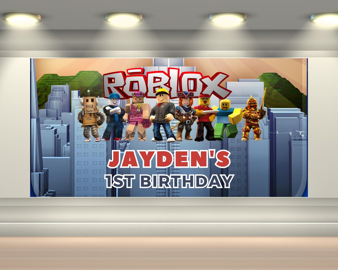 Roblox Banner Roblox Kids Birthday Personalised Banner Personalised ...