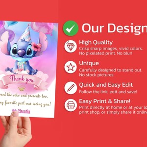 Stitch Birthday Party Thank You Cards Handcrafted Lilo & Stitch Themed ...