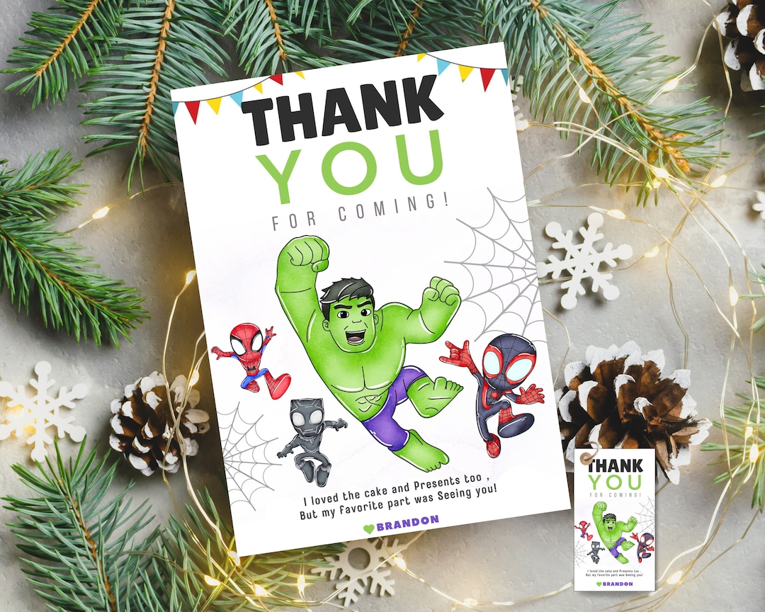 The Incredible Hulk Thank You Cards Superhero Gratitude Notes for Kids ...