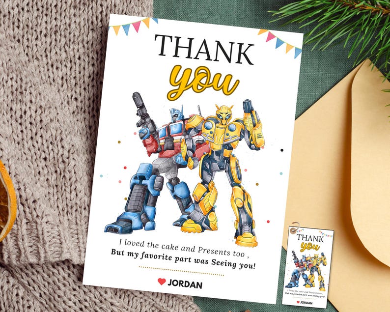 Transformers Birthday Tag Printable Transformers Thank You Template ...
