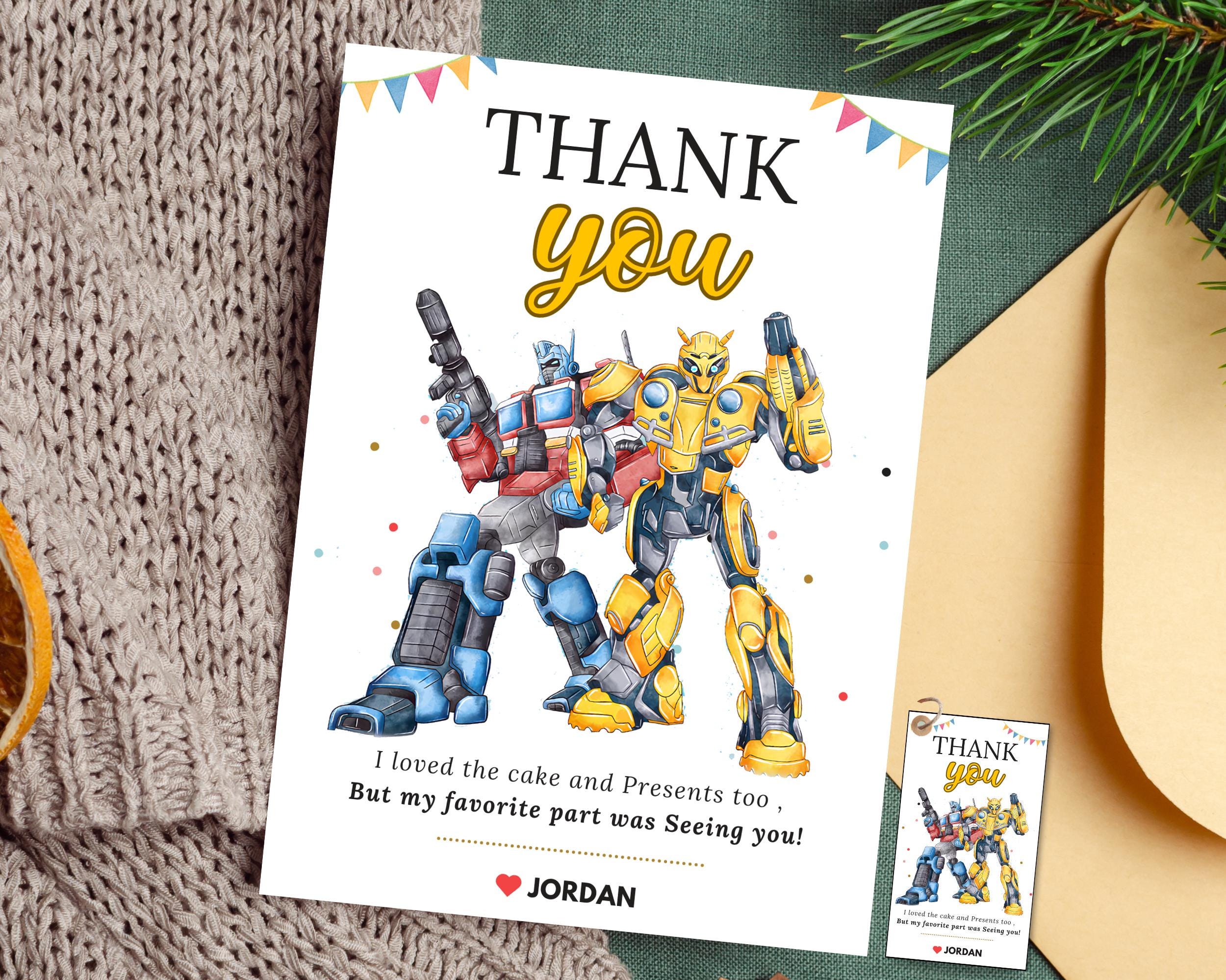 Transformers Birthday Tag Printable Transformers Thank You Template ...