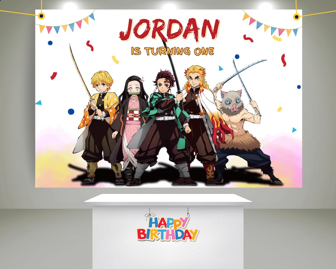 Anime Demon Slayer Birthday Banner Manga Anime Welcome Party Sign Demon ...