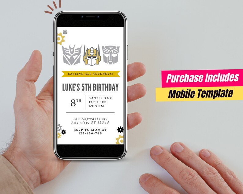 Transformers Birthday Invitation Transformers Invite With Photo Fun ...
