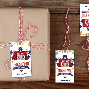 Transformers Optimus Prime Thank You Tag Transformers Gift Tags Autobot ...