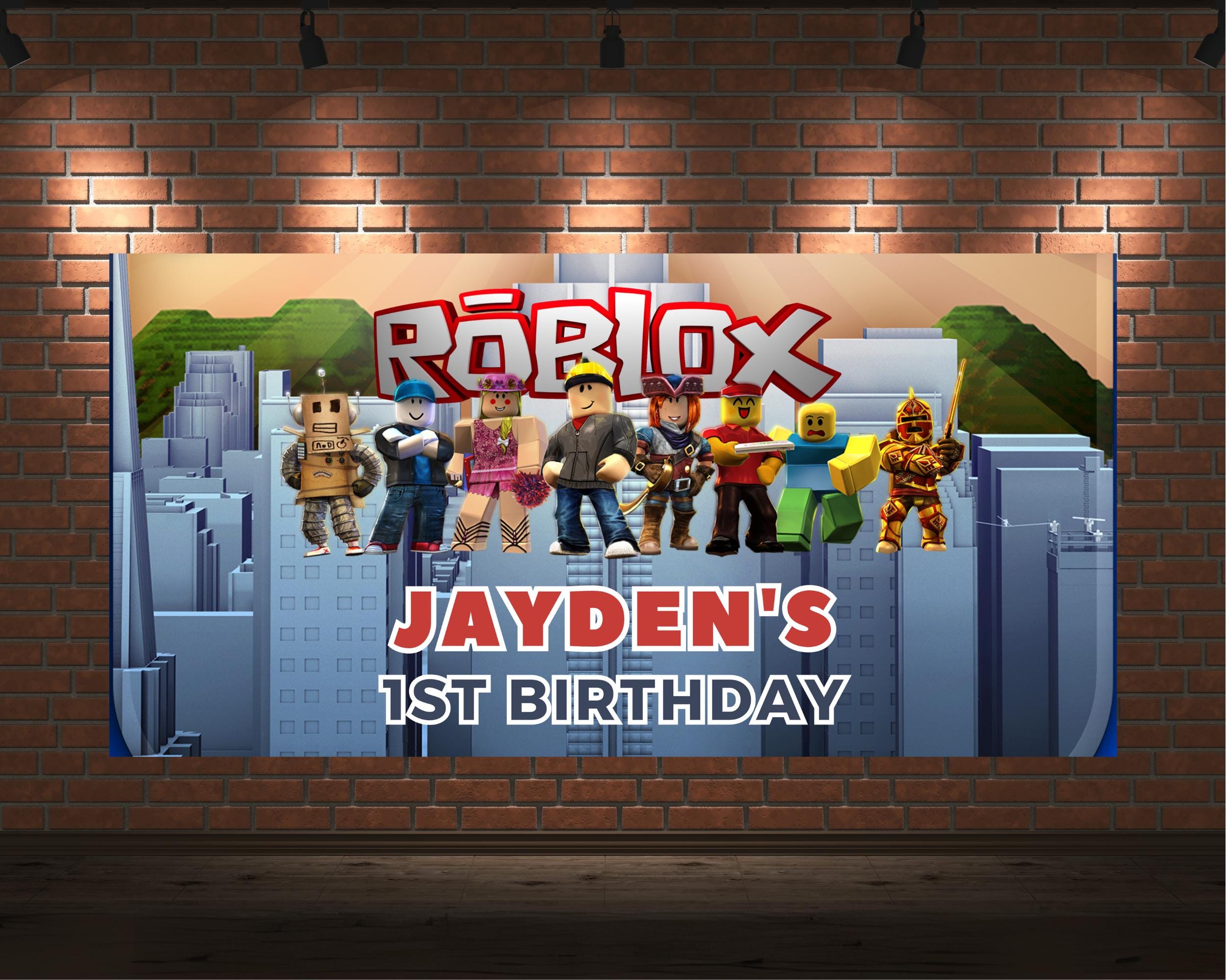 Roblox Banner Roblox Kids Birthday Personalised Banner Personalised ...