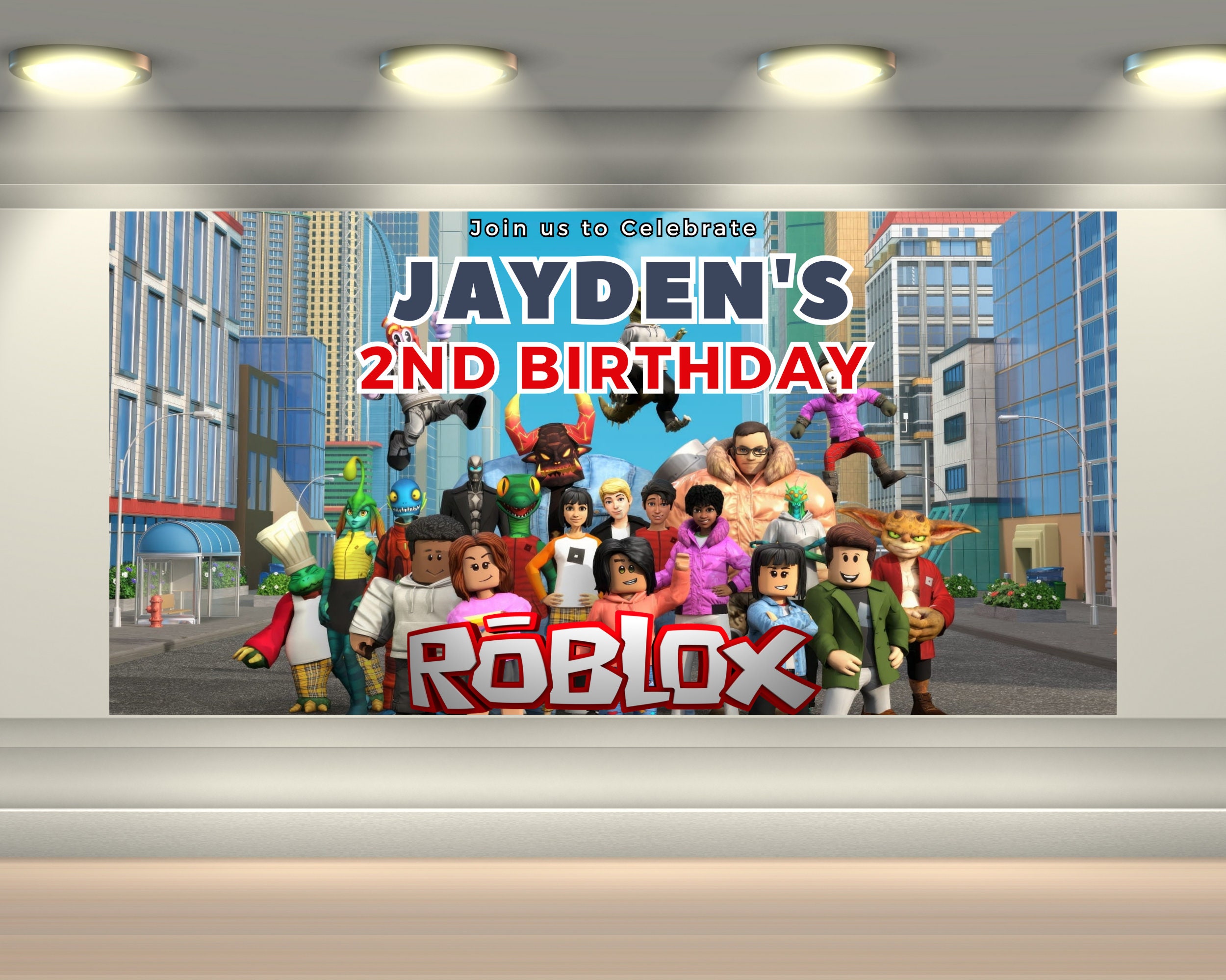 Roblox Banner Roblox Kids Birthday Personalised Banner Personalised ...