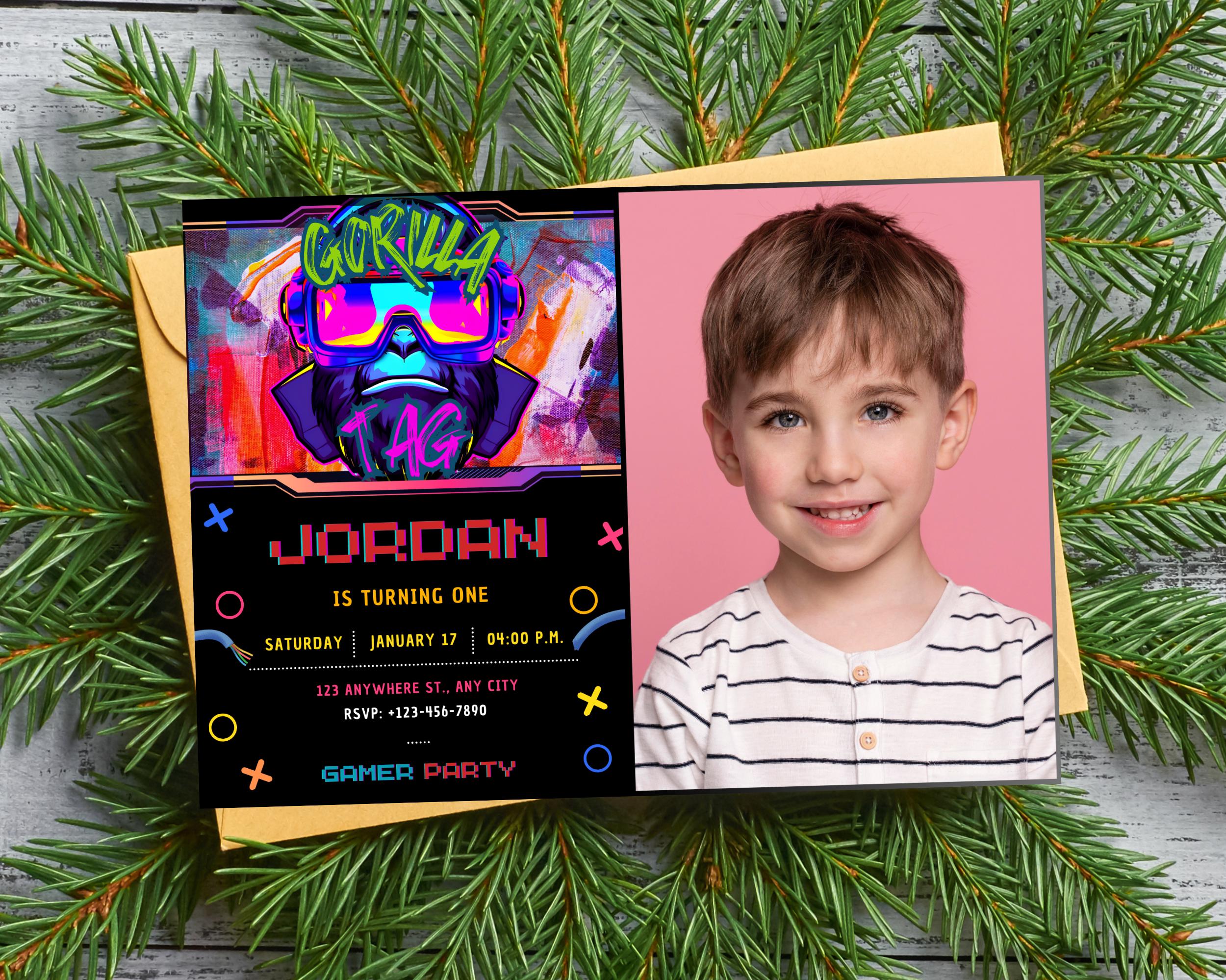 Gorilla Tag Themed Birthday Invite Gorilla Tag Birthday Invitation ...