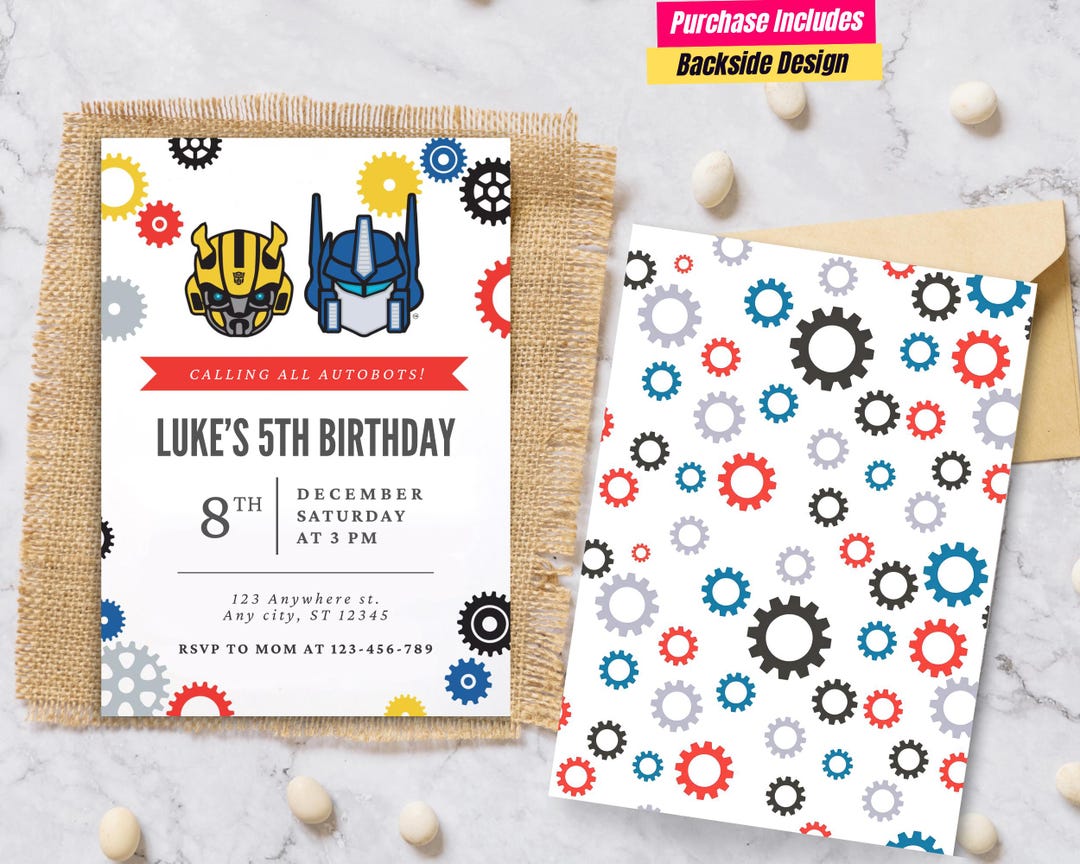 Transformer Invitation Optimus Prime Design Bumblebee Autobot Theme ...