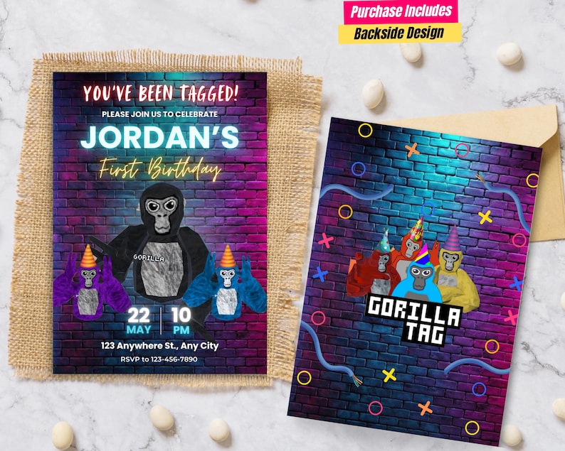 Gorilla Tag Themed Birthday Invite Gorilla Tag Birthday Invitation ...